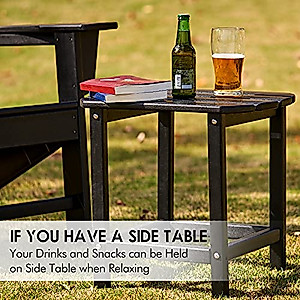DAILYLIFE Side Table, Plastic Outdoor Adirondack End Table, Patio Coffee Table, Weather Resistant, Pool Composite Outdoor Tables for Patio Deck Garden, Backyard & Lawn Furniture
