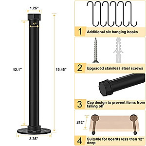 Industrial Pipe Closet Rod-13.45 Inch Wall Mounted Industrial Pipe Clothing Rack Heavy Duty Pipe Shelves for Hanging Clothes Coats Laundry Room Organizer Storage Hanger Shelf Space Saving (4Pcs )