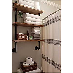 HDDFER Industrial Pipe Bathroom Shelves Shelving with Wood 24 Inch,Rustic Wall Shelves,Industrial Shelves Floating Pipe Shelves Over Toilet for Farmhouse Bathroom Shelves Pipe Wall Shelf Mounted