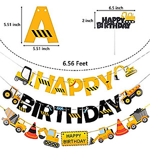 Construction Birthday Party Supplies Dump Truck Birthday Party Decorations with Construction Printed Balloons Vehicle Banner for Construction Theme Birthday Party 50 Pack