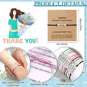 Kigeli 30 Pcs Nurse Gifts Bulk Stethoscope Heart Appreciation Bracelet Gifts Blessing Card Bracelets RN Nurse Jewelry for Women Men (Multi Style)