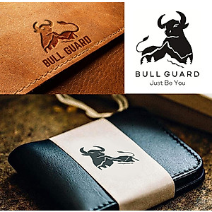 BULL GUARD Genuine Nappa Leather Trifold Wallet For Men RFID And ID Window