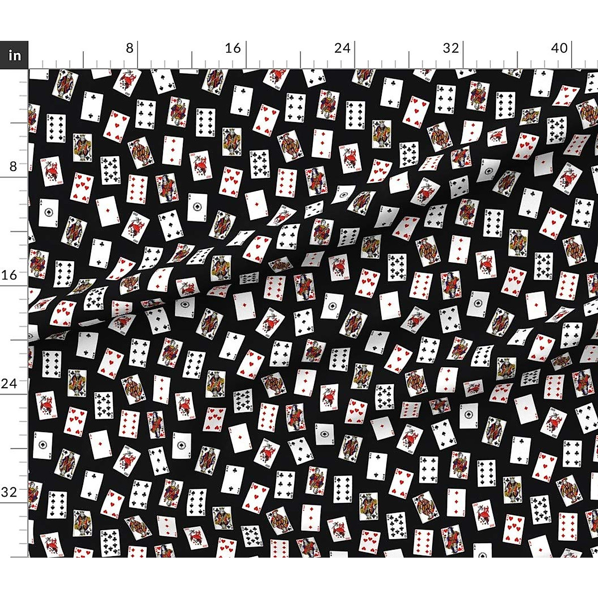 Spoonflower Fabric - Scattered Playing Cards Black Deck Gambling Casino Masculine Game Room Printed on Petal Signature Cotton Fabric Fat Quarter - Sewing Quilting Apparel Crafts Decor