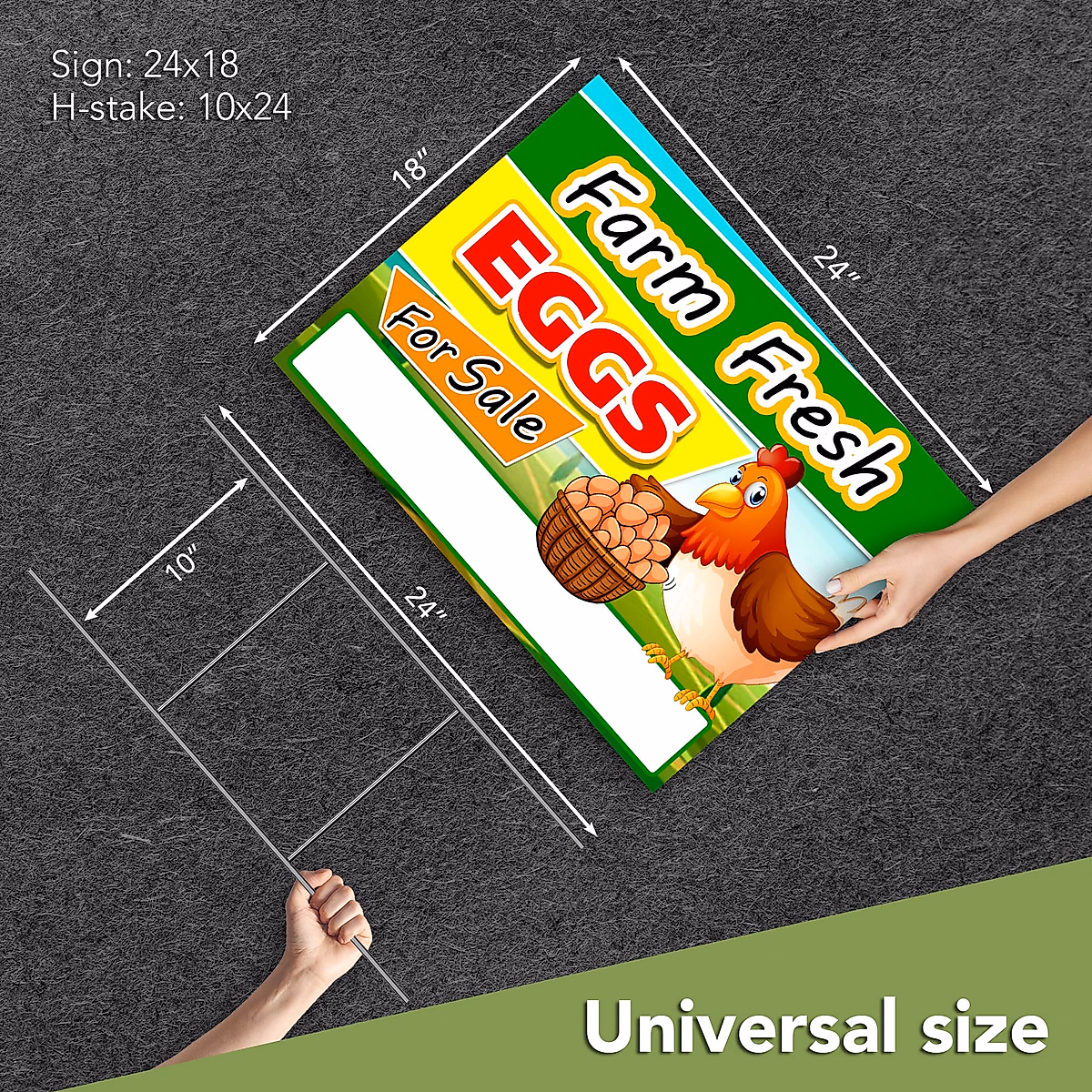 Fresh Eggs for Sale Sign - 18 x 24 Double Sided Coroplast Large Eggs for Sale Sign - Farm Fresh/We Sell Eggs Sign Outdoor Yard