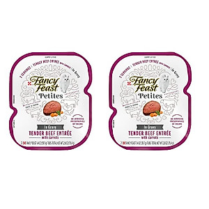 Fancy Feast Gourmet Petites in Gravy Wet Cat Food Variety 5 Flavor Pack / 20 Servings / Beef, Chicken, Ocean Whitefish & Tuna, Salmon and Turkey with Healthier Paw Sticker!!