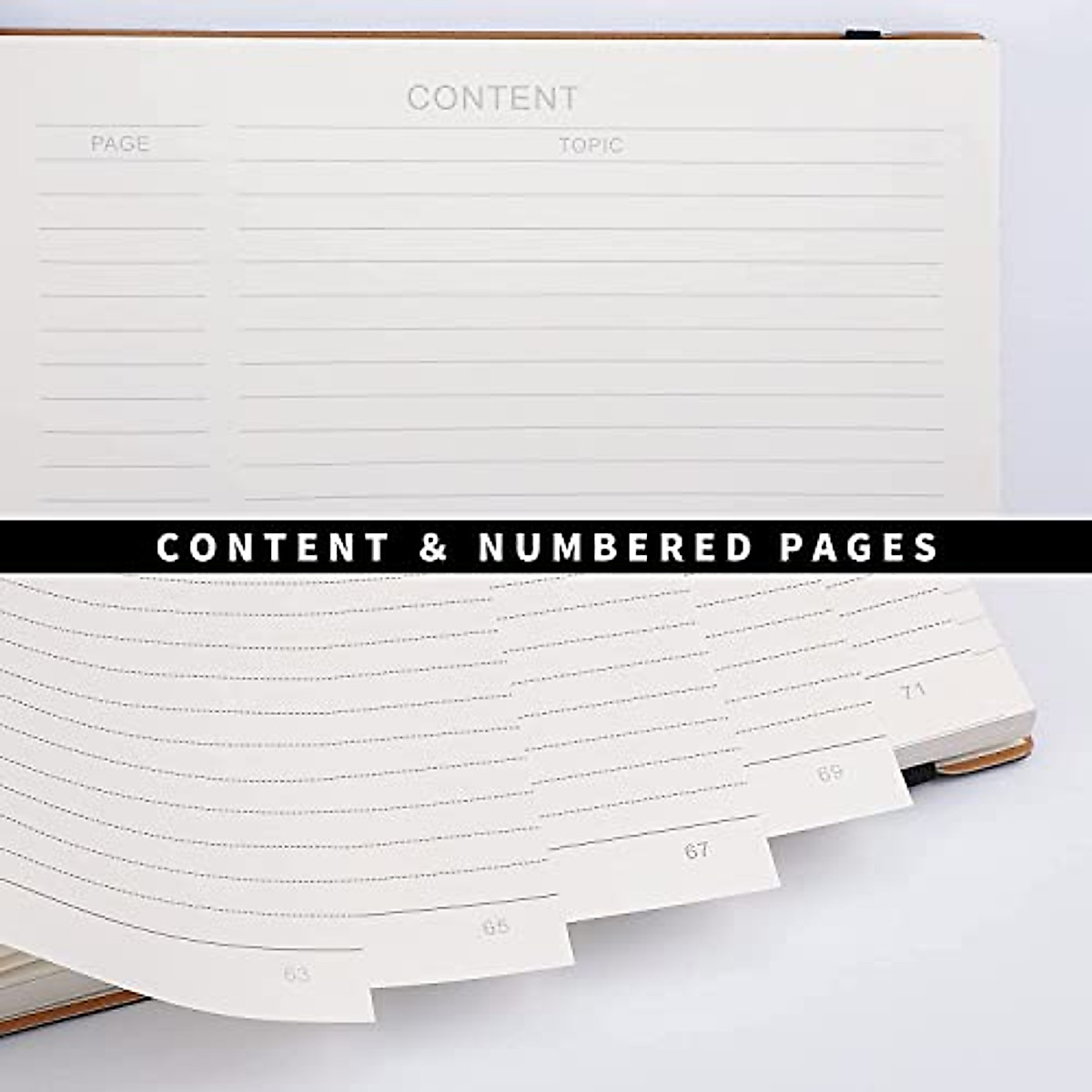 RETTACY Large Thick Journal for Writing - 320 Numbered Pages B5 Lined Journal Notebook with 100GSM Lined Paper,PU Leather,Softcover,Inner Pocket,7.6'' X 10''-Orange