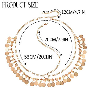 Aukmla Sequin Boho Head Chain Jewelry Gold Headpiece Hair Chains Festival Costume Headband Hair Accessories for Women and Girls