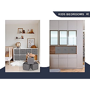 OKIBIG 11x11x11 Storage Cube Bins Set of 3 Foldable with Handles Grey