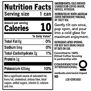 Starbucks Nitro Cold Brew, Black Unsweetened, 9.6 fl oz Can (8 Pack) (Packaging May Vary)