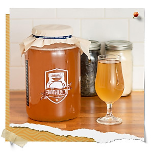 Fermentaholics ORGANIC Kombucha SCOBY With Twelve Ounces of Starter Tea - Live Starter Culture - Makes A One Gallon Batch - 1.5 Cups of Strong Mature Starter Tea - Brew Your Own Kombucha