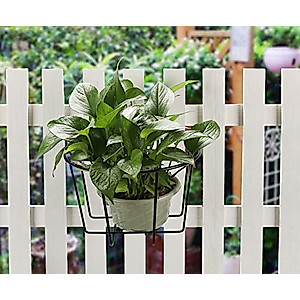 TQVAI 10" Hanging Planter, Rail Planter Baskets, Wire Flower Pot Holder Plants Hangers for Orchid, Deck, Patio Ledge, Balcony, Set of 3, Black