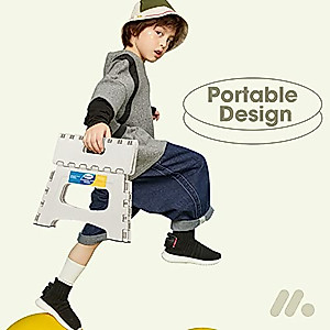 Korpai Upgrade 9" Folding Step Stool for Adults and Kids Holds Up to 300 lbs,Non-Slip Folding Stools with Portable Handle, Compact Plastic Foldable Step Stool for Bathroom,Kitchen,Cool Grey,1PC