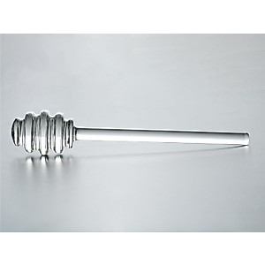 Glass Honey Dipper, 6 Inches Clear Drizzler for Honeypot, Honeycomb Spoon Mixing Stirrer, Honey Server for Honey Jar, Wedding Party Favors, 1 Pack, Dishwasher Safe