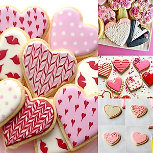 KAISHANE Valentine's Day Cookie Cutter Set-Lips, Double Heart, Heart, Letter X,Letter O-5 Pieces Wedding Valentine Day Fondant Pastry Baking Cookie Cutter Set.