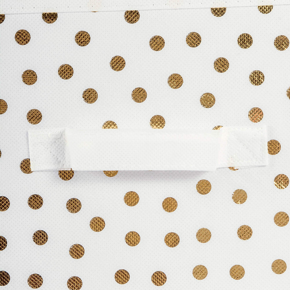 Set of 2 White and Gold Polka Dot Cube Storage Bin 13"