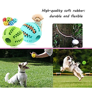 Sunglow 2 Pack Dog Toy Ball，Nontoxic Bite Resistant Teething Toys Balls for Small/Medium/Large Dog and Puppy Cat, Dog Pet Food Treat Feeder Chew Tooth Cleaning Ball Exercise Game IQ Training Ball