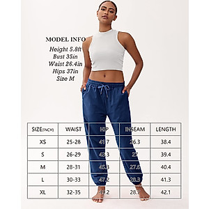 FLYEARTH Sweatpants for Women Cinch Bottom Lounge Comfy Athletic Joggers Running Trousers Drawstring Pants with Pockets Navy Blue