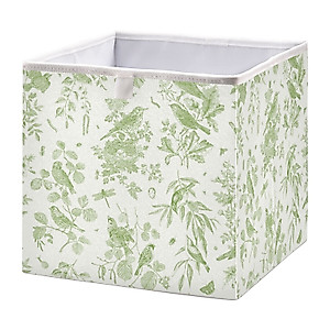 Kigai Toile Pattern Cube Storage Bins - 11x11x11 In Large Foldable Storage Basket Fabric Storage Baskes Organizer for Toys, Books, Shelves, Closet, Home Decor