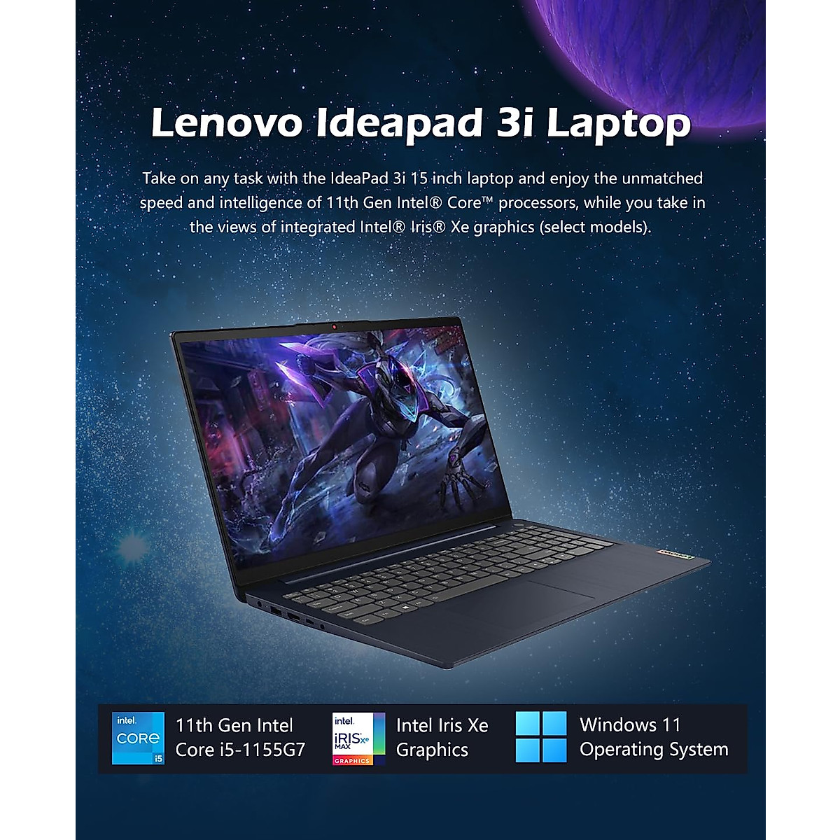 Lenovo Ideapad 3i 15.6" FHD Touch Laptop for Business, Student, Intel 11th Generation Core i5, 20GB DDR4 Memory, 512GB SSD, Intel Iris X Graphics, HDMI, Windows 11,Abyss Blue, W/GaLiMu