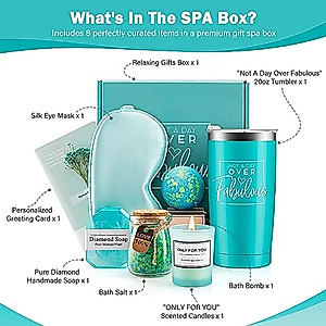 Birthday Gifts for Sister Mom Wife - Spa Box Basket Unique Gifts Ideas for Her, Girl Female Presents for Best Friend Girlfriend Teacher Nurse, Tumbler Christmas Fabulous Relaxation Gift Set for Women