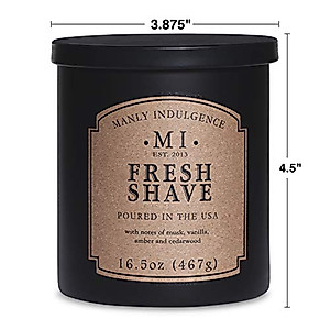 Manly Indulgence Fresh Shave Jar Candle 16.5 oz - Musk, Vanilla & Bergamot - Woodsy Amber & Cedarwood - Up to 60 Hour Burn - Soy Blend Wax, USA Poured