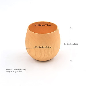 Naturoom Wooden Cup, Japanese style Tea Cup, Beer, Coffee Mug, Natural Solid Wood perfect for Cold or Hot Drinks, 8.5Oz (Natrual)