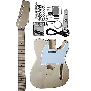 HENGYEE DIY Electric Guitar Kits Tele Style Beginner Kits 6 String Right Handed with Basswood Body Hard Maple Neck Maple Fretboard Chrome Hardware Build Your Own Guitar