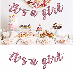 It's A Girl Banner Pink Glitter Baby Girl Baby Shower Party Pregnant AF Baby 1st Birthday Party Decorations Party Supplies