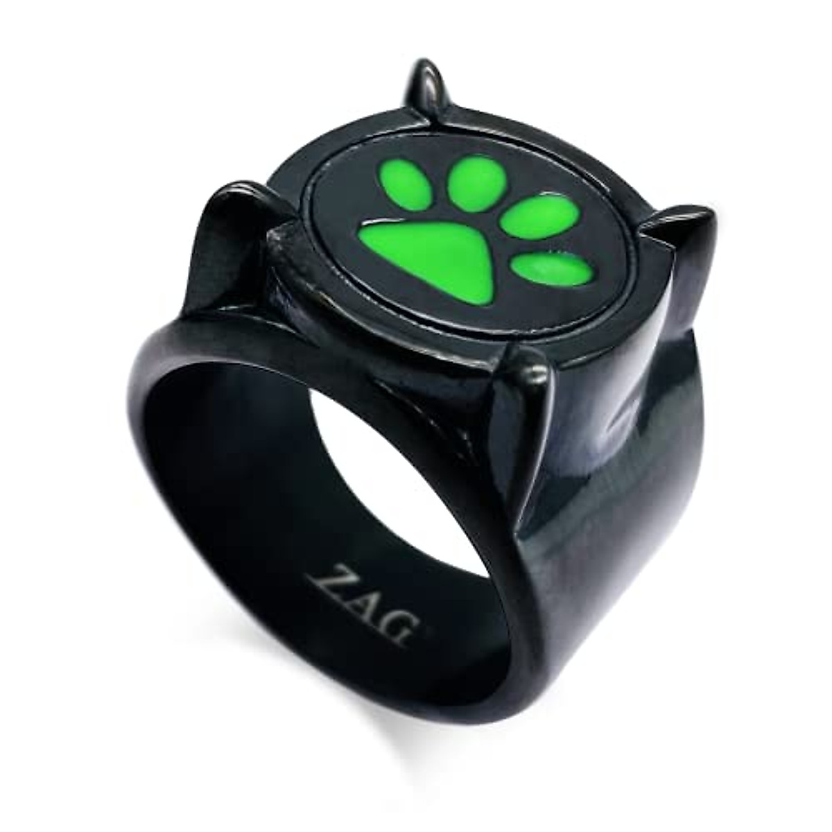 ZAG STORE Cat Noir Glow in The Dark Ring (Black, 9)