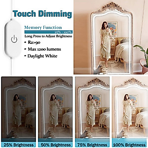 Led Vanity Mirror Lights, 13.2FT 6000k Body Lights with AC Adapter Touch Control, Makeup Lighting for Full Body Mirror/Makeup Table/Bathroom