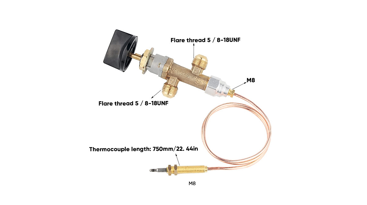 T6 Low Pressure LPG Gas Fire Pit Control Valve Kit with Thermocouple