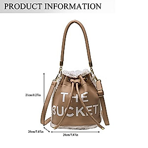 JQAliMOVV Bucket Bags for Women, Mini Bucket Bag Hobo Purses Tote Bag Leather Crossbody Bucket Bags Drawstring Handbags (Khaki)
