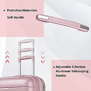 Joyway Luggage set 24 In Checked Suitcase with Spinner Wheels Hardside Luggage 8PCS Set Lightweight PP Durable Luggage with TSA Lock(Pink,24 Inch)