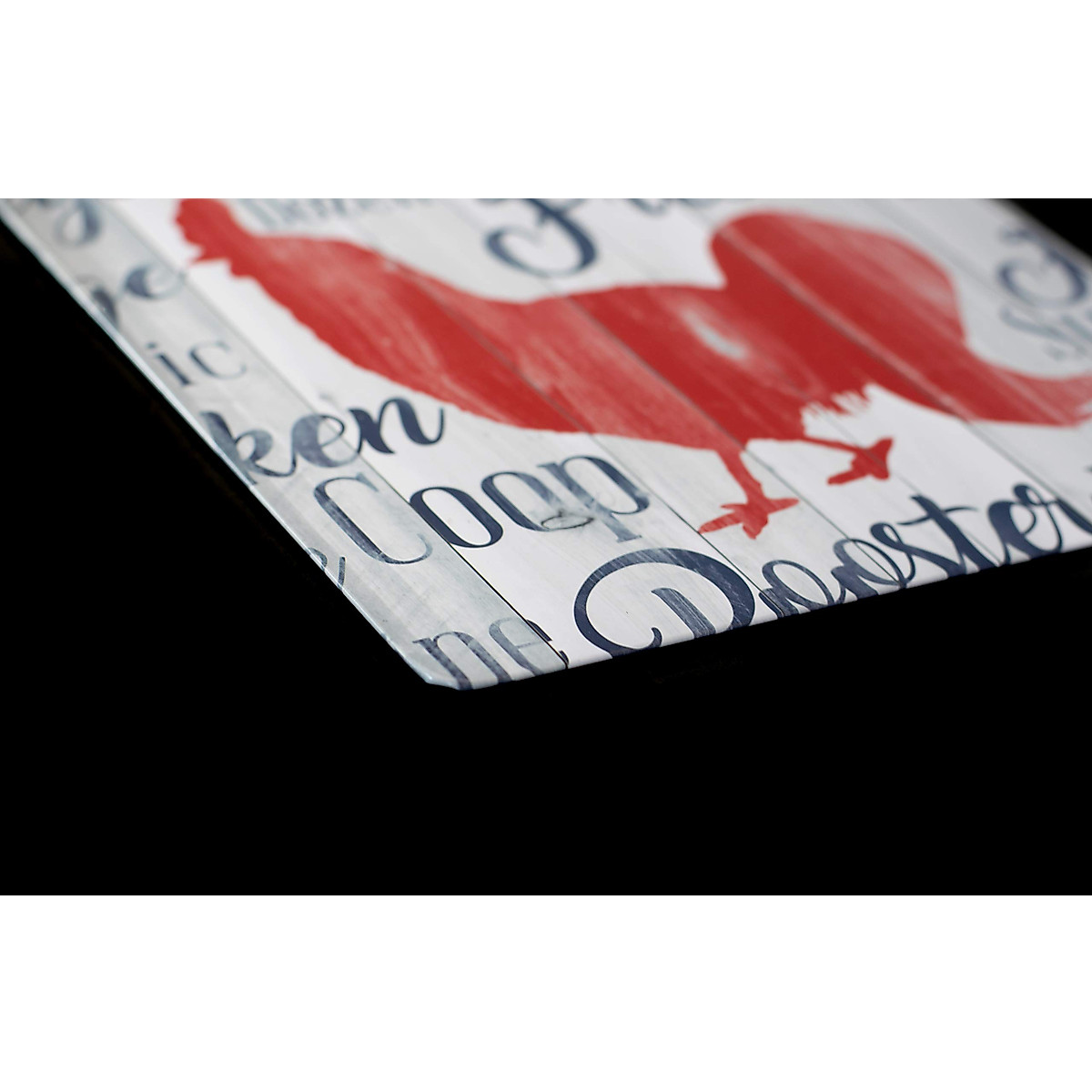 Chicken Decor Stove Burner Covers - Rooster Kitchen Decor - Farmhouse Sign Style WITH Two Insulated Hot Pads AND Red Spoon Rest