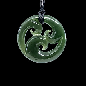 Earthbound Pacific New Zealand Maori Jade Closed Triple Koru Spiral New Life Necklace