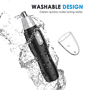 HTNDAYHE Ear and Nose Hair Trimmer for Men and Women, Nose Hair Clippers, Facial Hair Trimmer with Dual Edge Blades, Easy to Clean Nose Trimmer (Black)