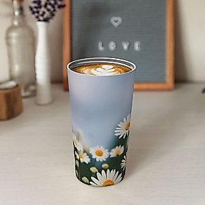 WANGXUEE Daisy Flowers Print 500ml Stainless Steel Travel Tumbler Double Wall Vacuum Insulated Coffee Mug