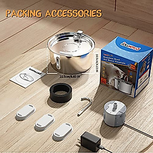 Tomxcute Cat Water Fountain, 3.2L/108oz Automatic Stainless Steel Pet Fountain Water Levels Window can be Checked Dog Water Dispenser, Ultra-Quiet Pump and 3 Replacement Filters & for Multiple Pets