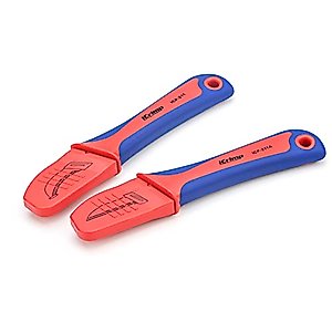 iCrimp Utility Knife for Cable Skinning, Wire Insulation Dismantling Knife, 2-Pack Insulated Electricians Cable Stripping Knives, Fixed Blade