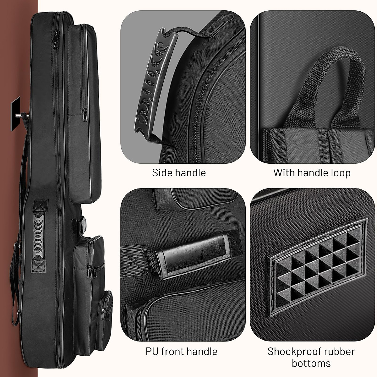 CAHAYA 40 41 42 In Multi-pockets Acoustic Guitar Bag 6 Pockets 0.4In 10mm Thick Padding Water Resistent Guitar Case Gig Bag CY0181