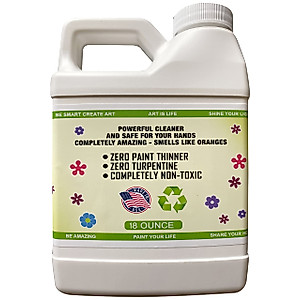 Green Piece® Paint Brush Cleaner and Restorer for Art Paint Brushes - 100% Natural - Non-Toxic - Wet or Dry Paint - No Chemicals - Oil or Acrylic Paints, Wood and Metal - Amazing Power - 18 Oz