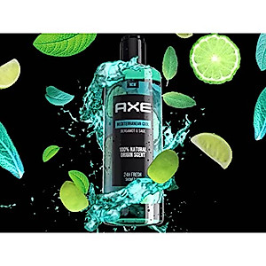 AXE Body Wash For Men Mediterranean Cool, Skin Care With 100% Natural Origin scent And Plant Based Ingredients 18 oz, 4 Count