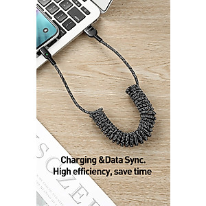 mcdodo [2 Pack] Anti Winding Cable, LED Coiled Cord Nylon Braided Sync Charge USB Data 6FT/1.8M Cable Compatible 14/13/12/11 Pro Max