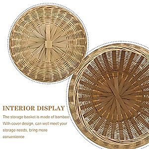 GANAZONO Bamboo Pumpkin Basket picnic basket food serving basket veggie basket go chess bowl fruit storage bowl toilet tank basket woven fruit basket Bamboo weaving storage rack to weave