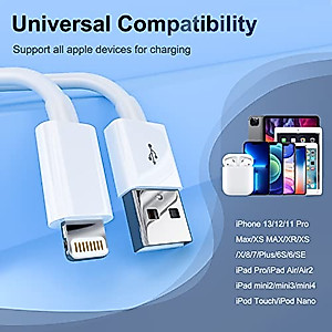 iPhone Charger 6 Feet Apple MFi Certified, Lightning Cable 6FT Fast Charging Cord Compatible with iPhone 14 13 12 11 Pro Max XR XS X 8 7 Plus 6S / iPad/Airpods (3 Pack)