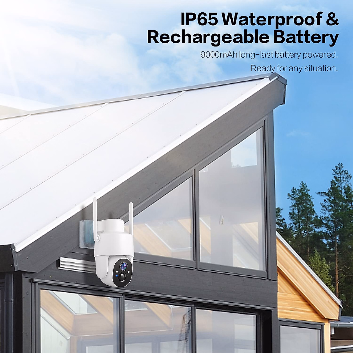 GMK Security Cameras Wireless Outdoor, 2K Pan-Tilt 360° View Battery Powered 2-Way Talk Outdoor Camera Wireless 3MP PTZ WiFi Surveillance Cam Cloud/SD Storage Color Night Vision Spotlight/Siren