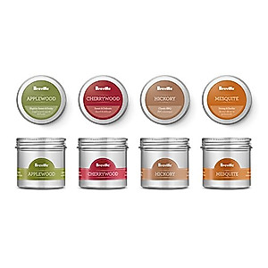 Breville PolyScience BSM600AWC Breville The Smoking Gun Pro Hickory, Mesquite, Applewood, and Cherrywood 4 Piece Woodchip Set, Brown