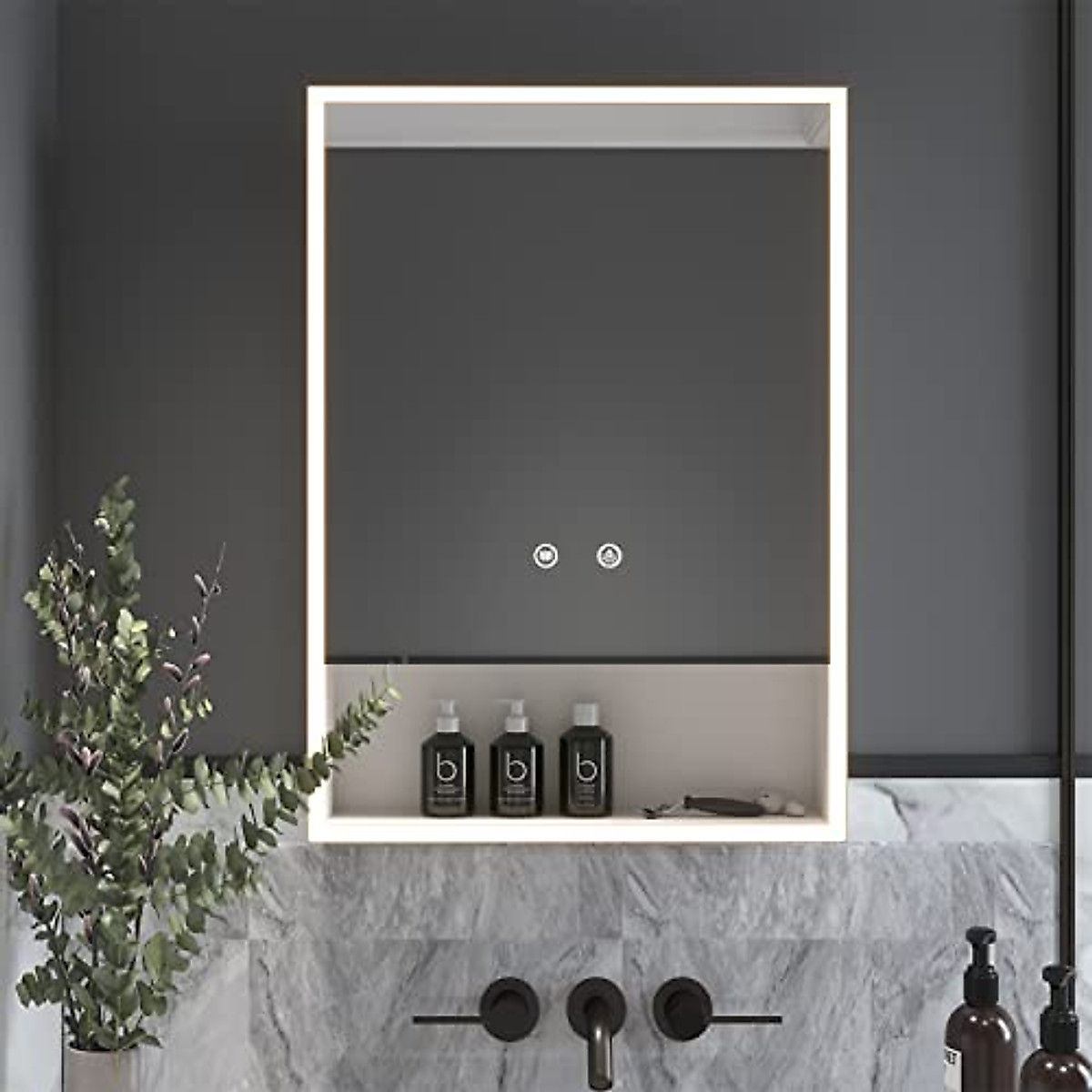 LALAHOO Bathroom Medicine Cabinet with Mirror,20" x 28" Lighted Medicine Cabinet with Large Storage,LED Medicine Cabinets for Bathroom with Shelves,Dimmer and Anti-Fog