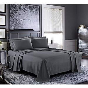 Pure Bedding Bed Sheets - Full Sheet Set [6-Piece, Dark Grey] - Hotel Luxury 1800 Brushed Microfiber - Soft and Breathable - Deep Pocket Fitted Sheet, Flat Sheet, Pillow Cases