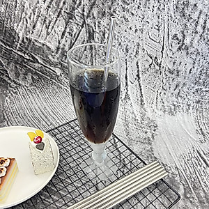 Reusable Metal Straw 50Pcs In Bulk.265mm Reusable Stainless Steel Straight Straws.NiceCaTeLe Drinking Straws Wholesale for 30 oz & 20 oz Tumblers Yeti Water Bottle(10.5" - Silver, 50pcs - Straight)